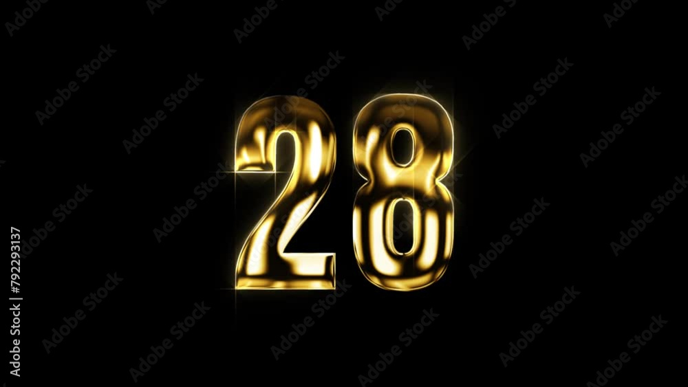 Vidéo Stock Luxurious Gold Animation of Number 28. Elevate Your Visuals ...
