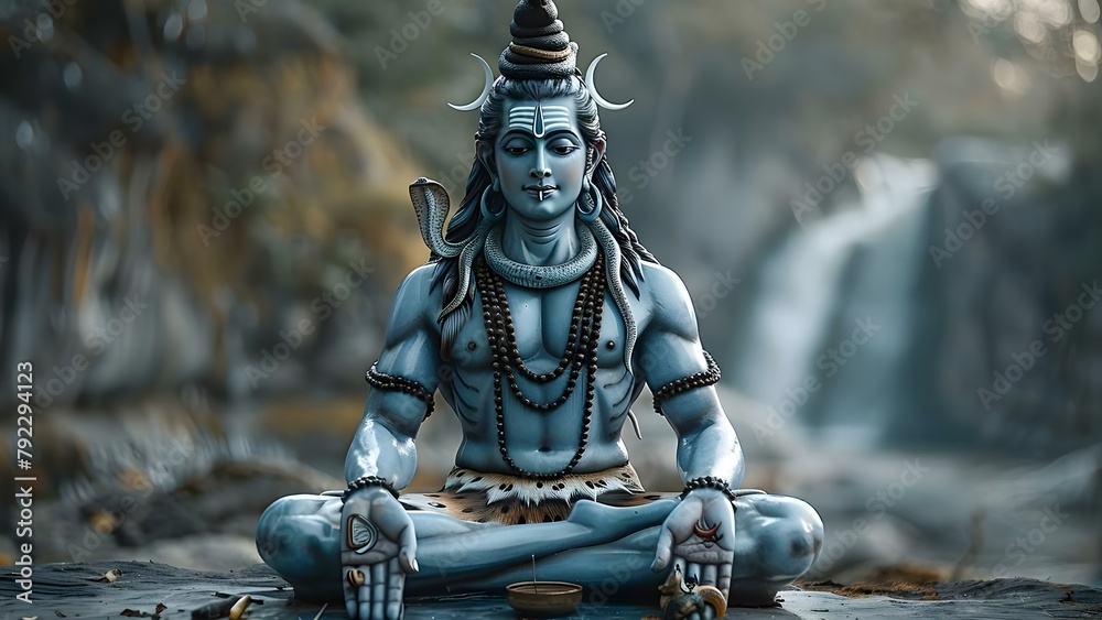 Reverent images of Lord Shiva in worship a divine manifestation ...