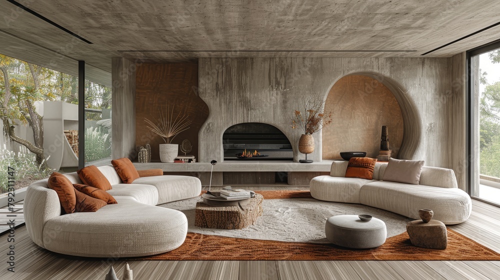 Harmony of Form and Function: The living room achieves a harmonious ... Harmony of Form and Function: The living room achieves a harmonious ...