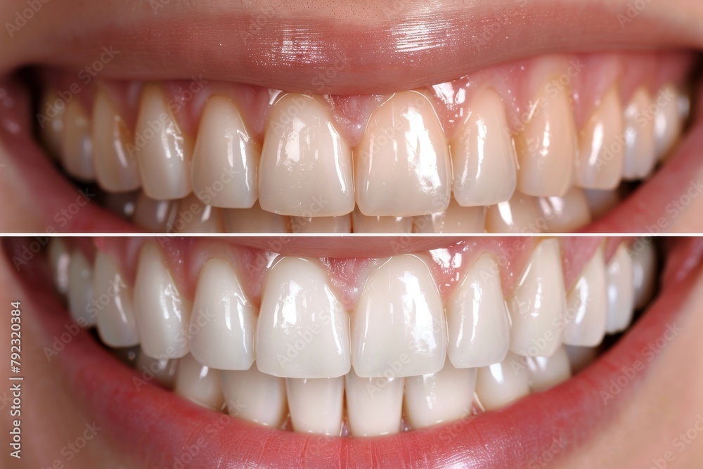 Dental veneers create a beautiful smile with clean white teeth Before ...