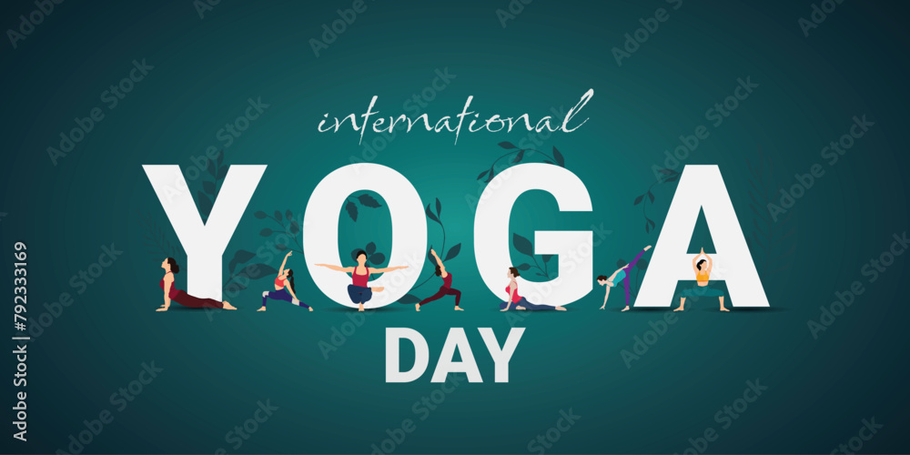 international yoga day fonts, text, letter, design with yoga body ...