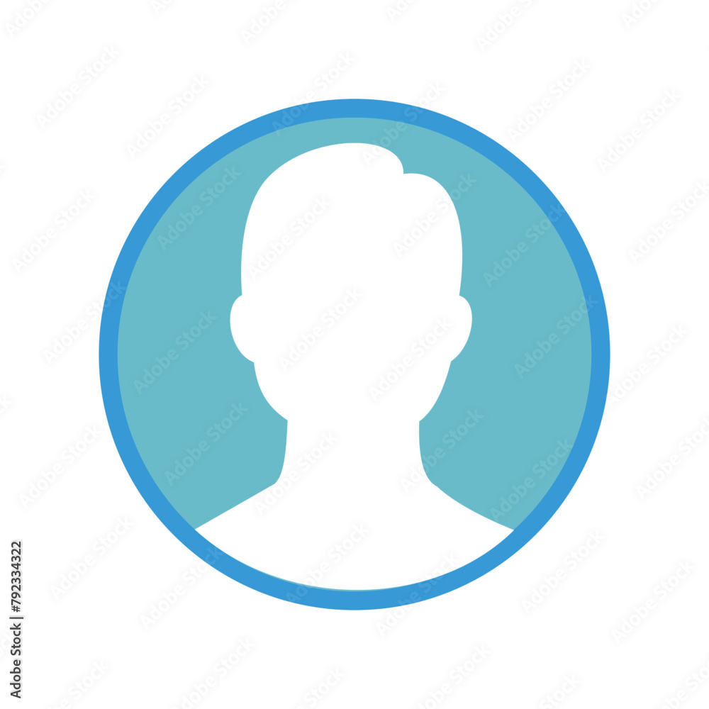 Avatar profile picture icon on blue background. Flat design style ...