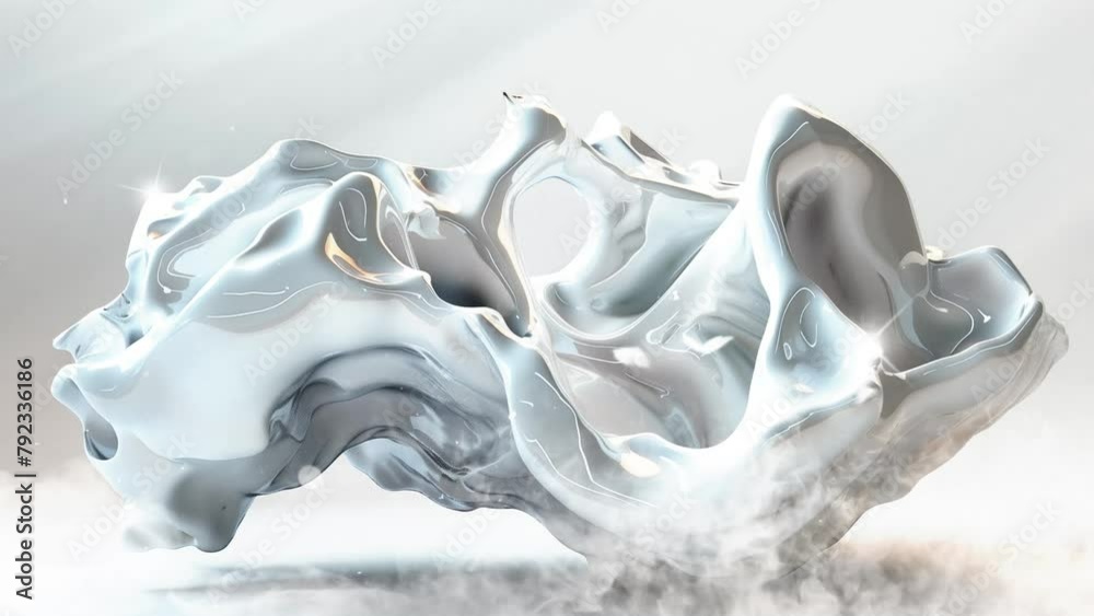 realistic render of a white irregular shape with ceramic on white ...