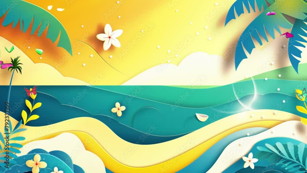 hello summer banner background template. seamless looping overlay 4k ...