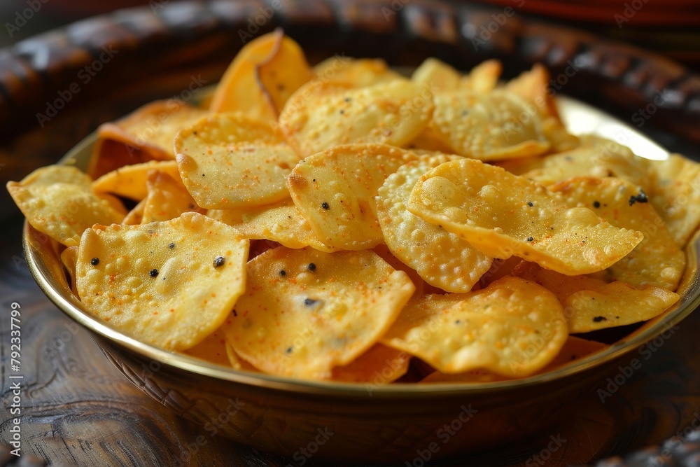 Indian spicy snacks Ghatiya and Papdi also known as Ganthiya or Gathiya ...