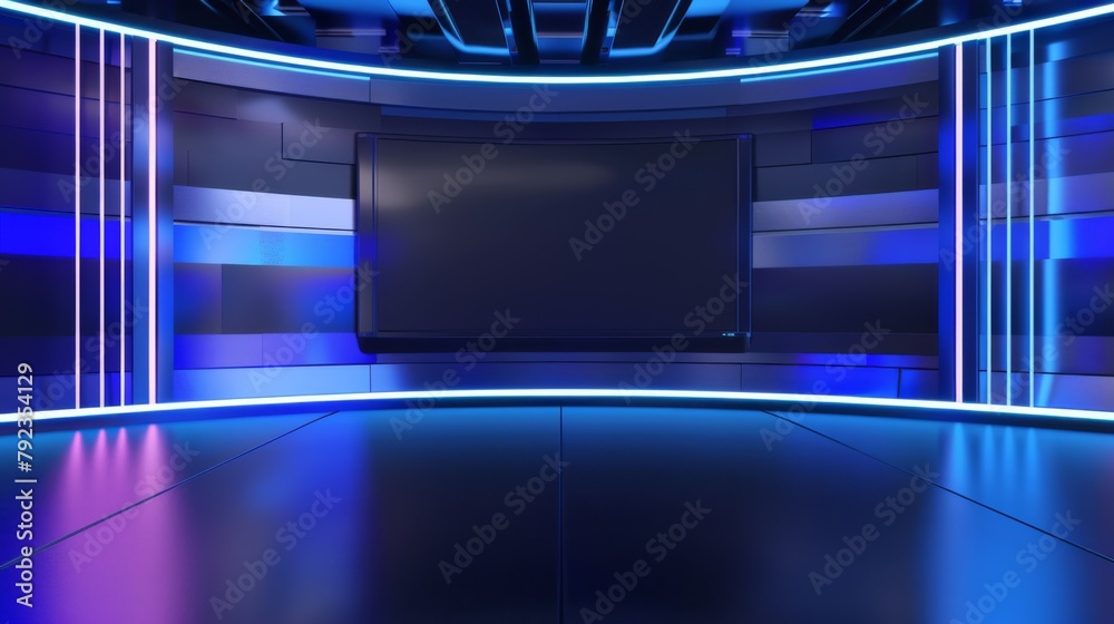 3D Virtual TV Studio News, Backdrop For TV Shows .TV On Wall.3D Virtual ...