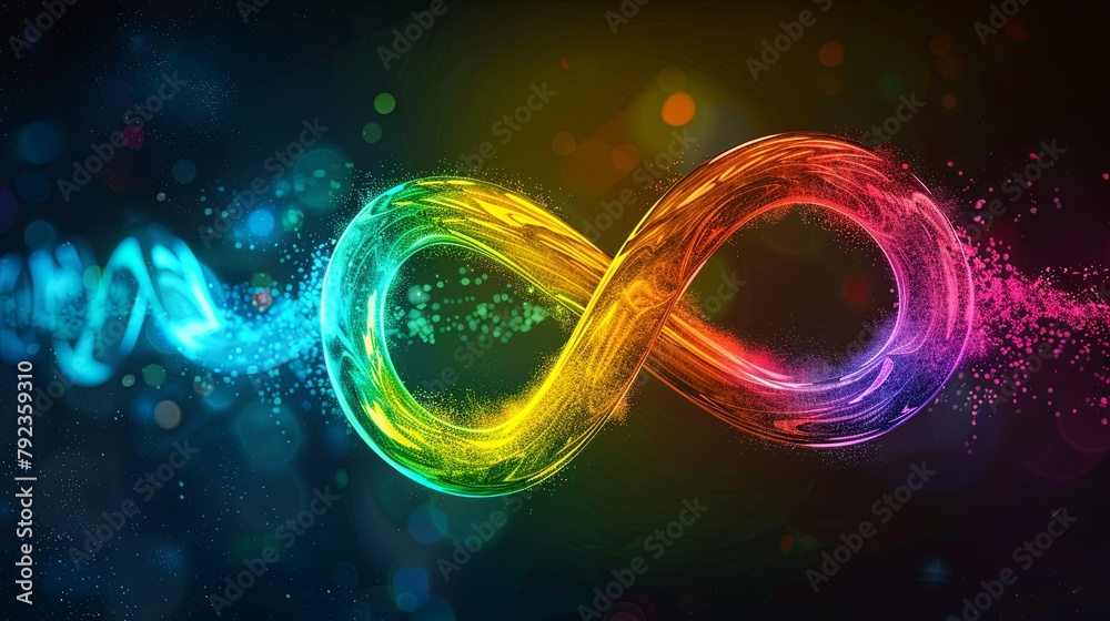 World autism awareness day background. Rainbow colored infinity symbol ...