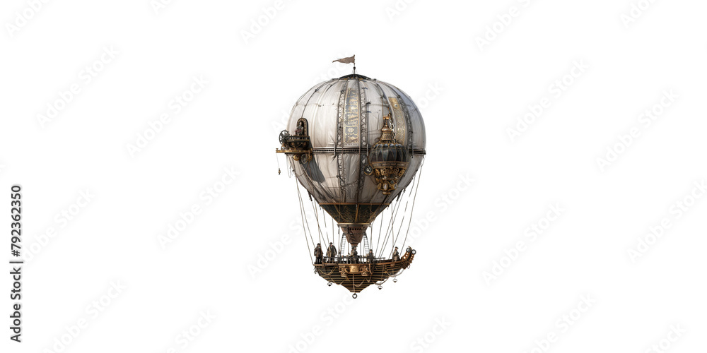 Steampunk air balloon with crew on deck, detailed illustration by Anne ...