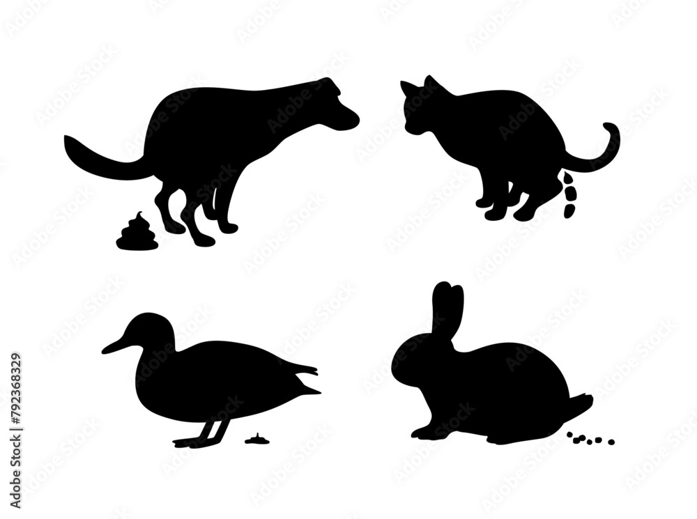 Dog, cat, duck, rabbit is pooping, animal pooping sign, dog pooping ...