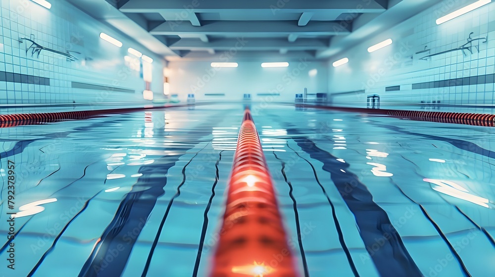 50 meter sports pool. Swimming pool underwater background. Stock ...