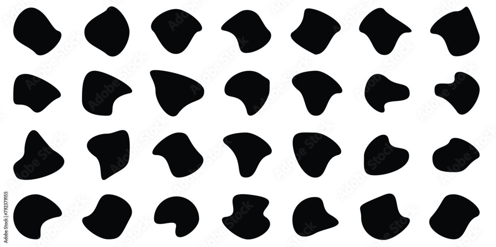Blob shapes vector set. Organic abstract splodge elemets monochrome ...
