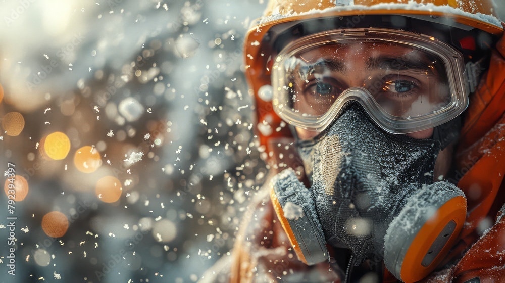 Professional construction workers wear high quality dust masks ...