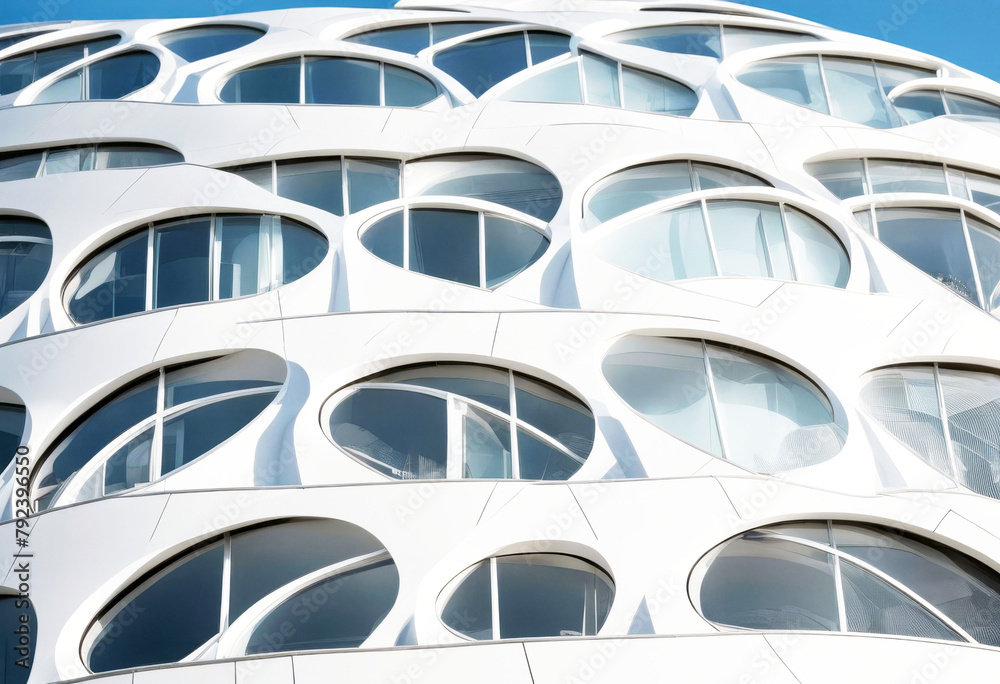 'building circular white background architecture abstract wave soft ...