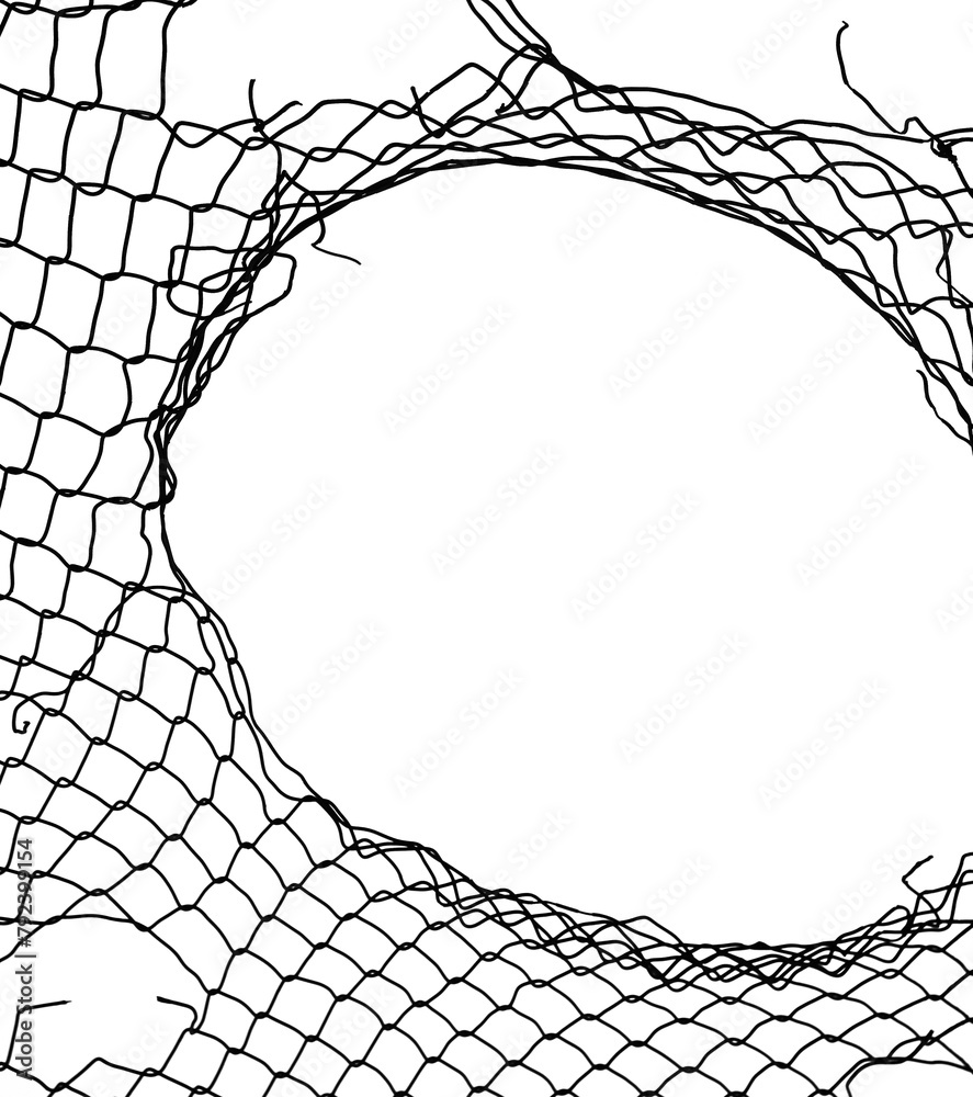 texture of the wire metal mesh. Torn, destroyed, broken metal isolated ...