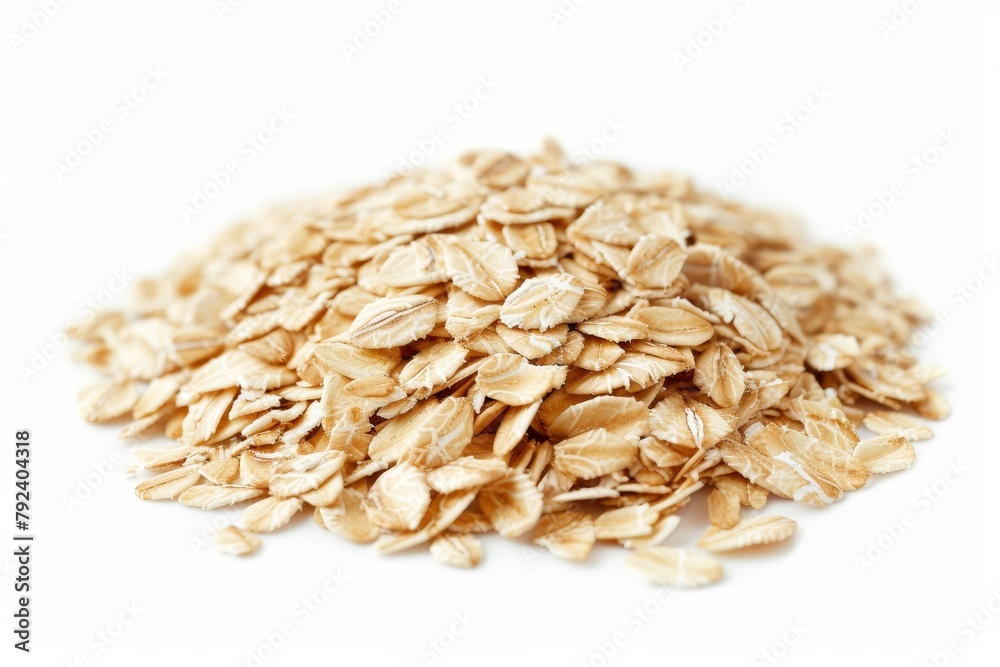 Rolled grains of various cereals for muesli or granola isolated on ...