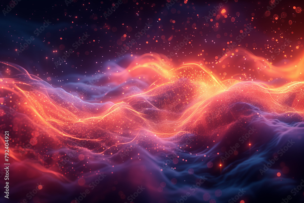 Computer generated wave in space with dot lights of stars 8k hi-res ...