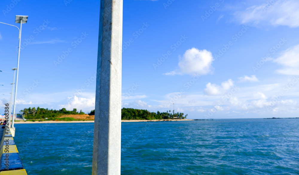 Tanjung Snake Pier Light Pole With Blue Sea Water Stock Photo | Adobe Stock