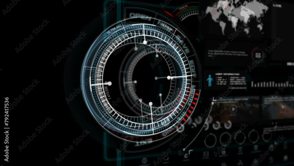 Vidéo Stock hud interfac 4k animation of hud head up display interface ...
