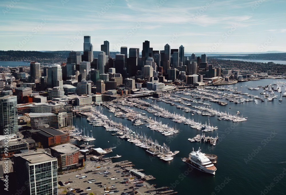 'Aerial Seattle view Waterfront Seattle Wheel Great Water Sky Travel ...