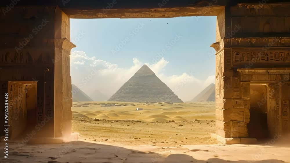 Egyptian Gateway: Hieroglyphs and Pyramids. Concept Ancient Egypt ...