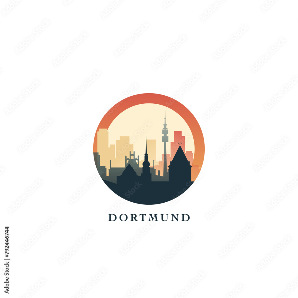 Dortmund cityscape, gradient vector badge, flat skyline logo, icon ...