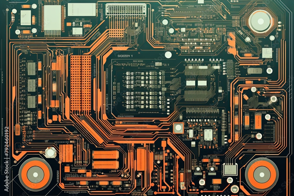 Electronic Schematic Infographics: Dynamic Electric Circuit Board ...