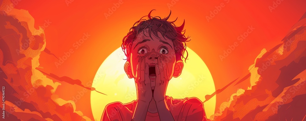 Cry for Help , Boy shouting with hands cupped around his mouth at ...