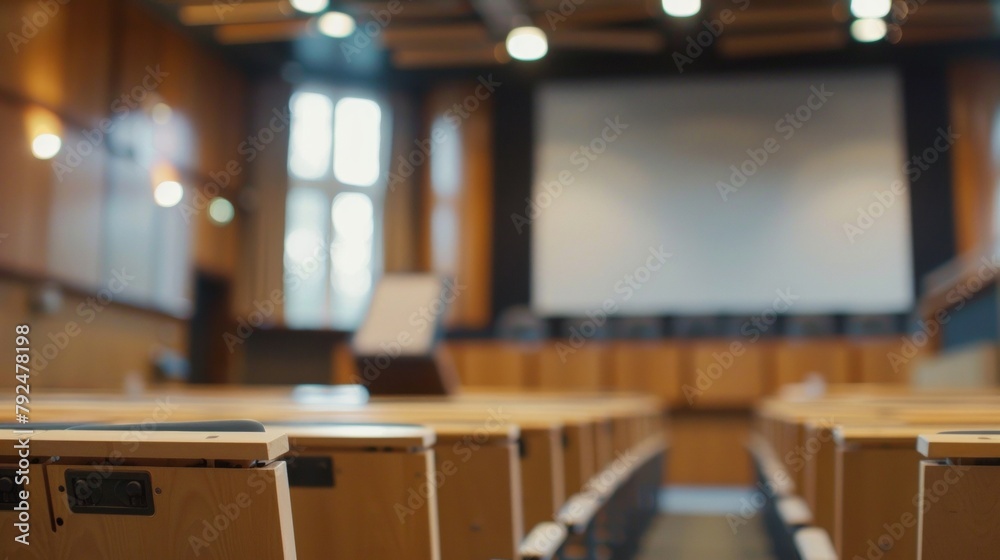 Defocused Lecture Hall Blur Perfect for educational conferences this background showcases an ...
