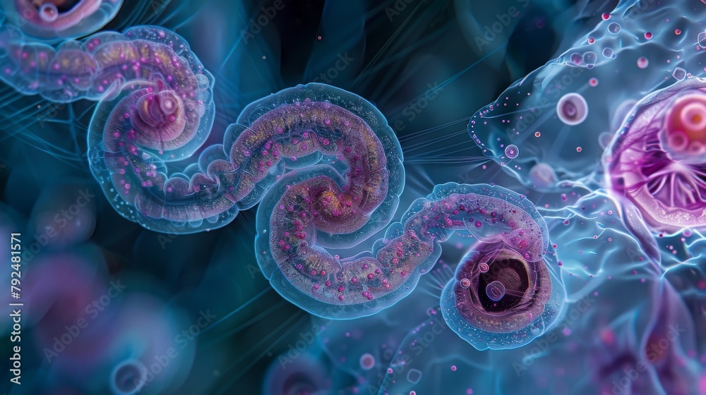 A microscopic image of a rotifers digestive system showing the ...