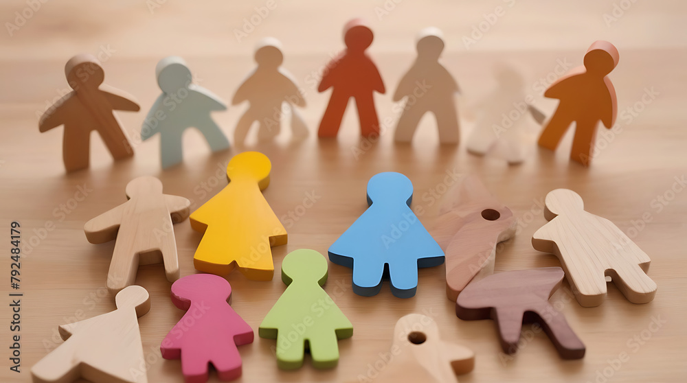 Wooden piece cut out of colourful Diversity of human shaped wooden toys ...