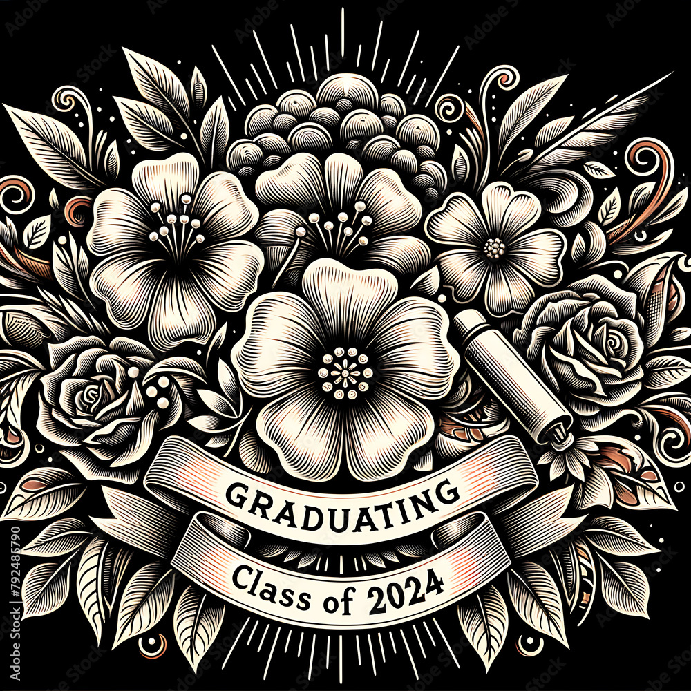 Graduation label design. Class of 2024. Congrats Graduates emblem with ...