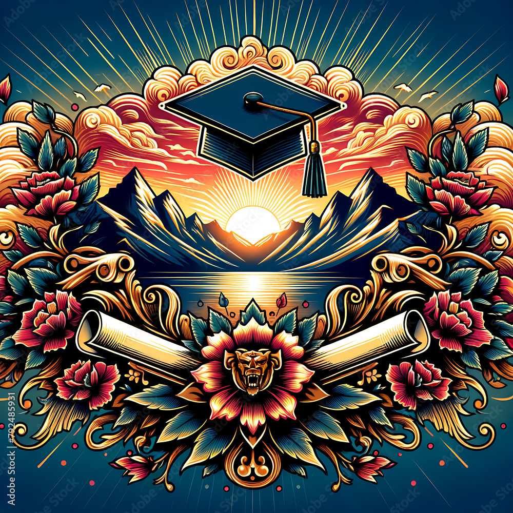 Graduation label design. Class of 2024. Congrats Graduates emblem with ...