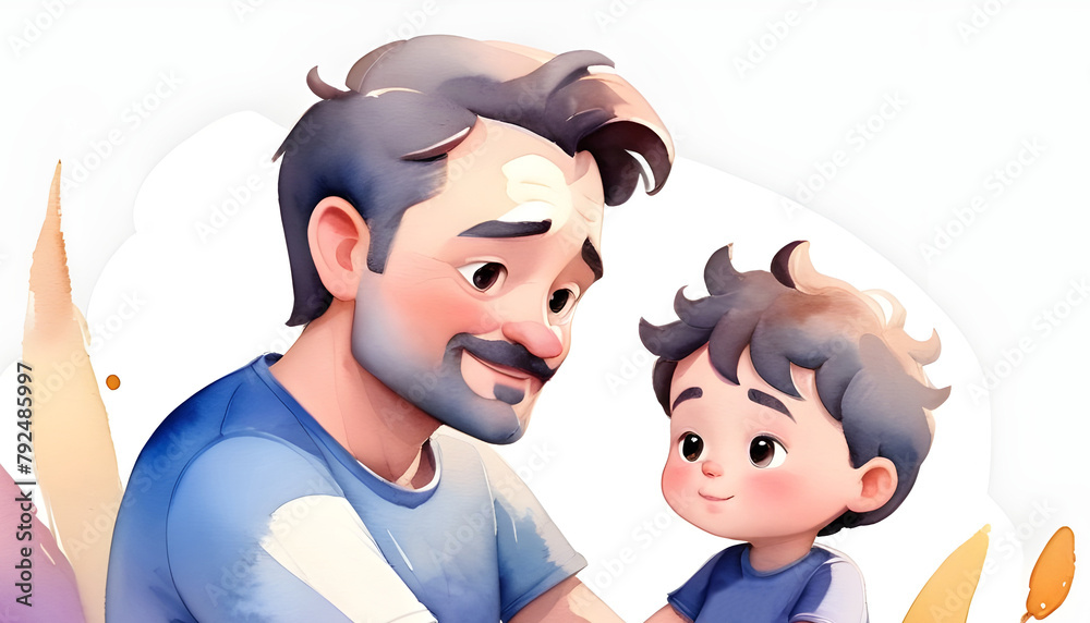 Hand drawn cartoon father's day illustration Stock Illustration | Adobe ...
