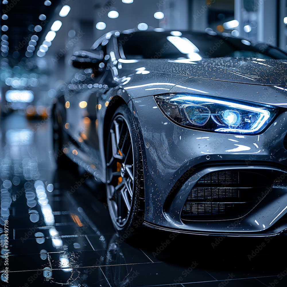 Luxury expensive car parked on dark background. Sport and modern luxury ...