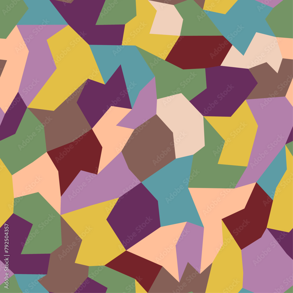 Colorful geometric camouflage vector seamless pattern. Collection of ...