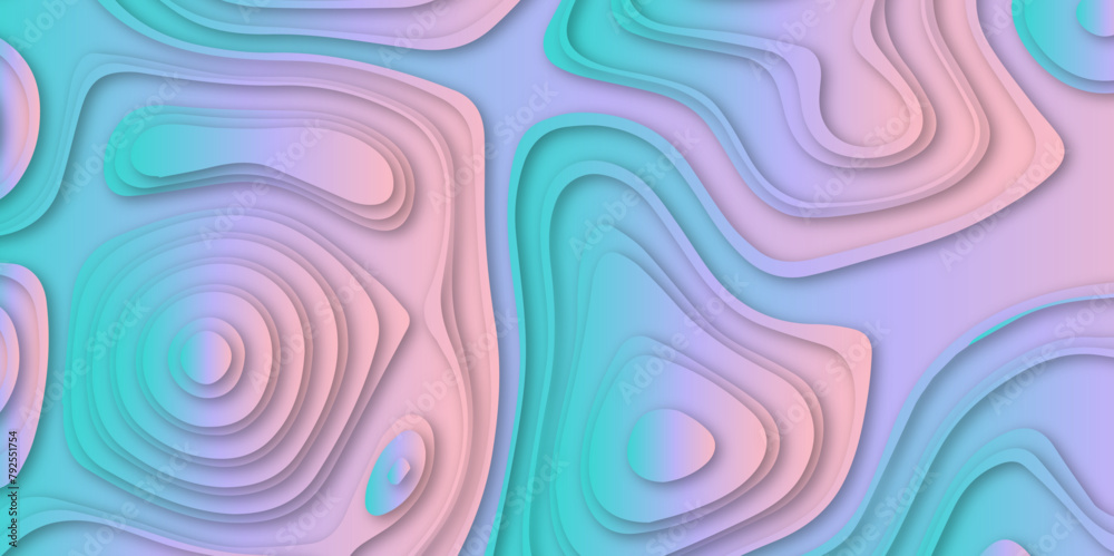 Wave paper curved relief background. Blank topographic contour map ...