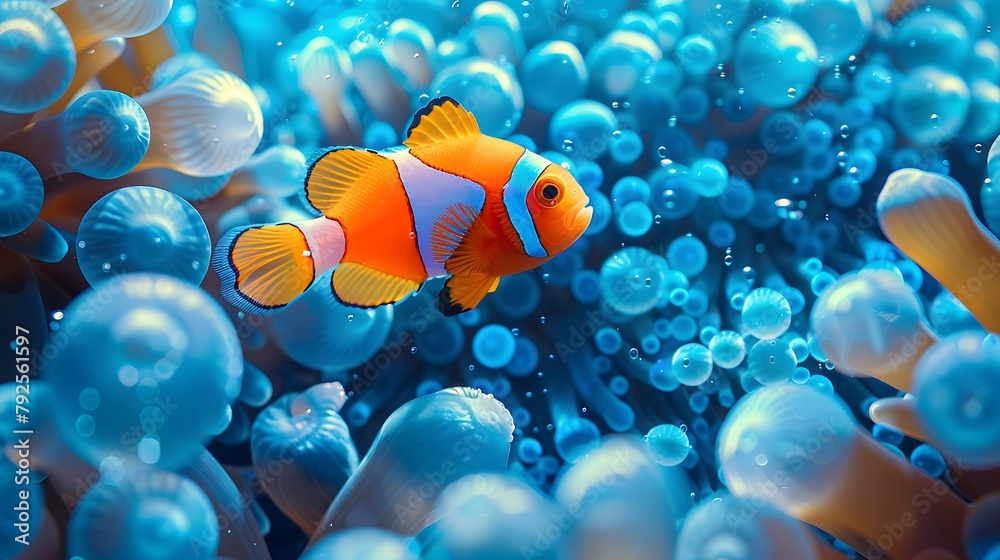 Funny Clownfish Duo: Playful Aquatic Life in the Deep Blue Sea Stock ...