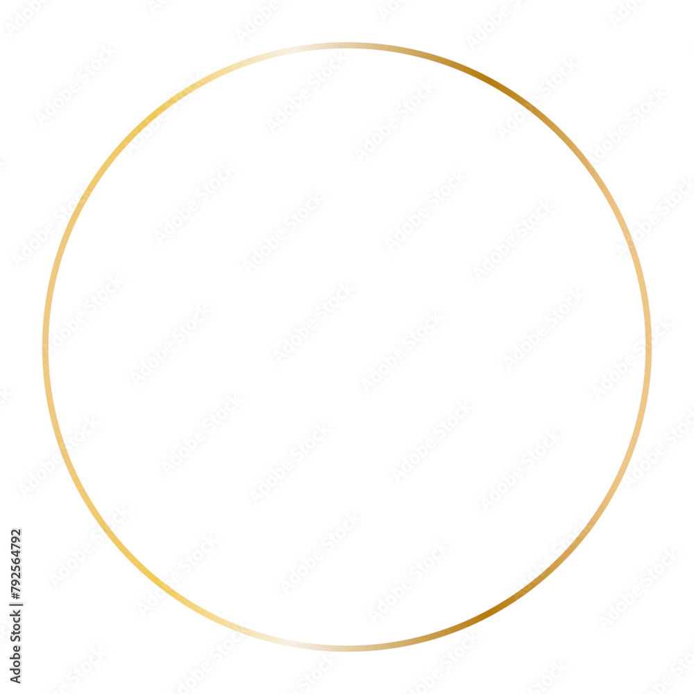 Golden circle frame. Vector outline thin round aesthetic geometric ...