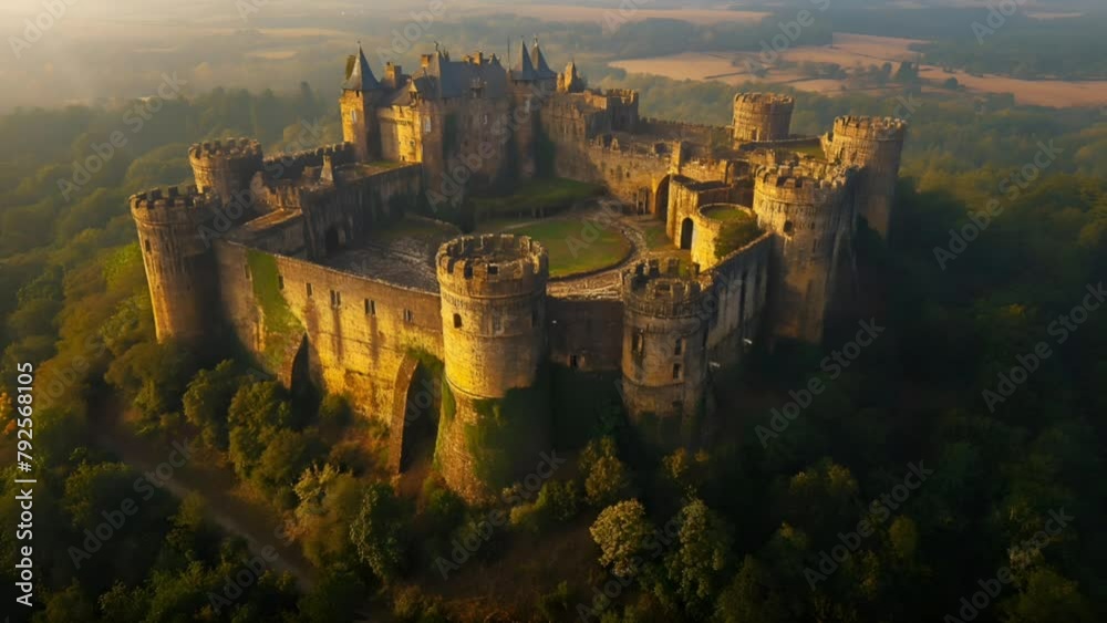 Medieval Castle in European City: Night View of Historic Architecture ...