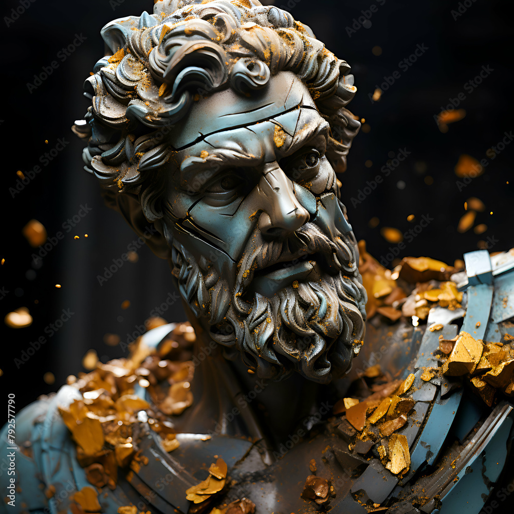 Bronze statue of the Greek god Zeus. 3d rendering. Stock Illustration ...