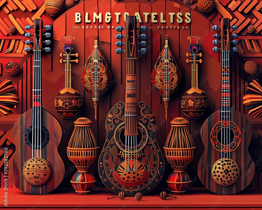 Design a poster for a global music festival that showcases traditional ...