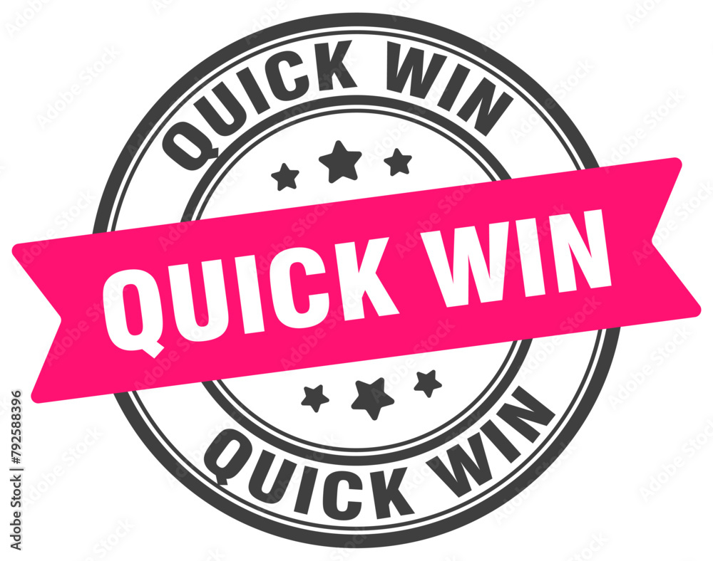quick win stamp. quick win label on transparent background. round sign ...