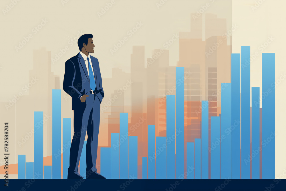 Business graphic vector modern style illustration of a business person ...
