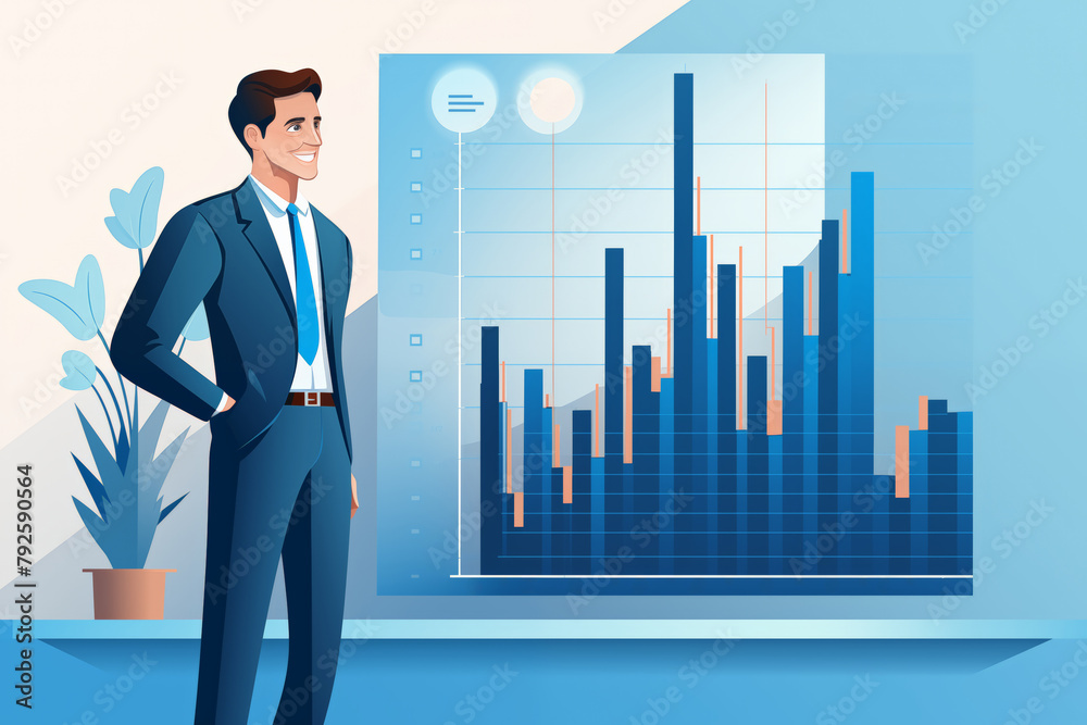Business graphic vector modern style illustration of a business person ...