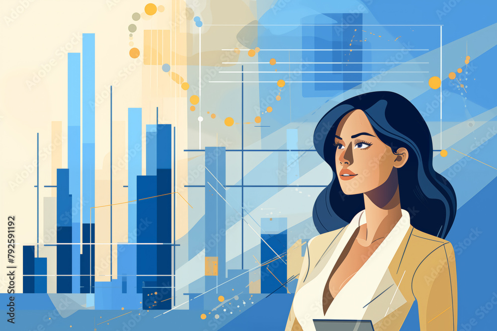 Business graphic vector modern style illustration of a business person ...