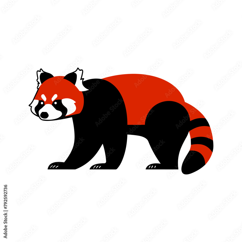 Cute red panda logo silhouette. Cartoon animal design. Vector ...