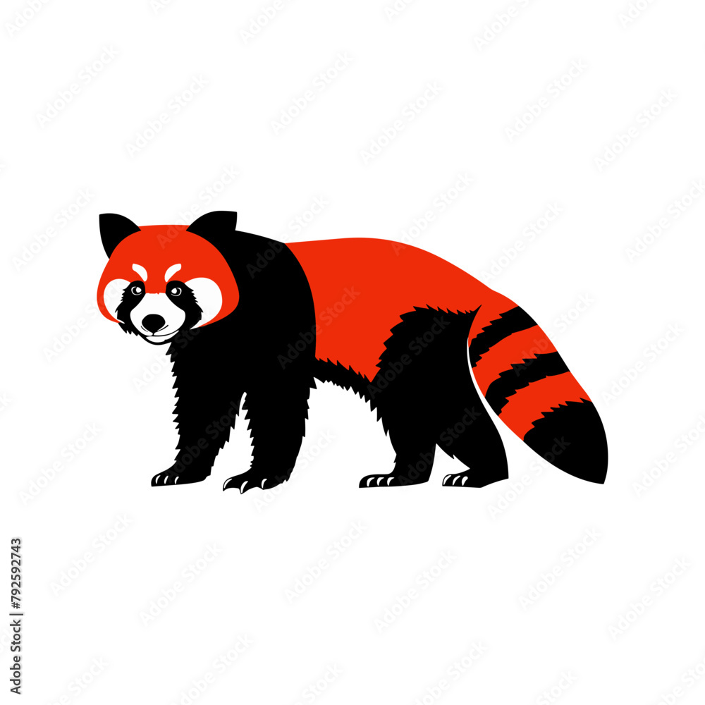 Cute red panda logo silhouette. Cartoon animal design. Vector ...