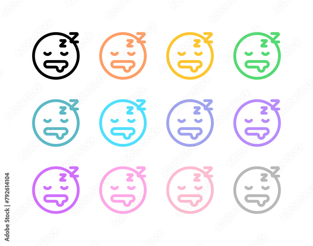 Editable sleepy head, drowzy expression emoticon vector icon. Part of a ...