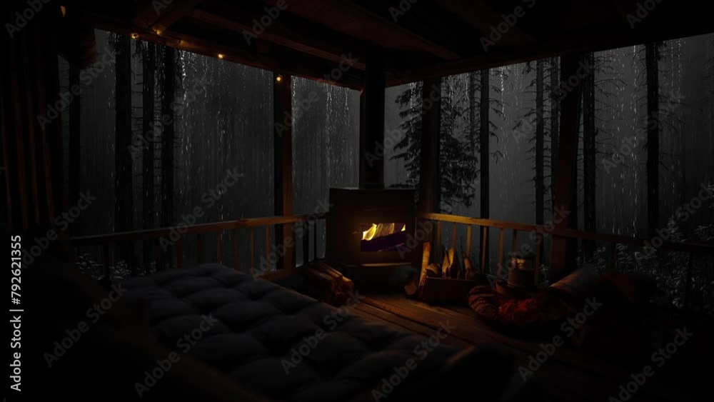 Relax After Stressful Day In A Wooden Cabin Sleep Well In The Dark ...