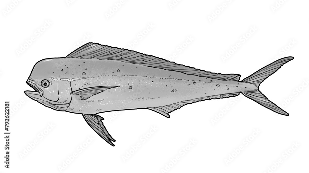 Mahi mahi Young or dolphin fish isolated on white. Realistic ...